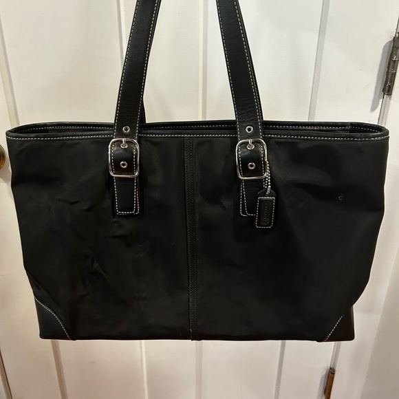 Coach | Bags | Vintage Coach Black Leather Large Purse Tote | Poshmark